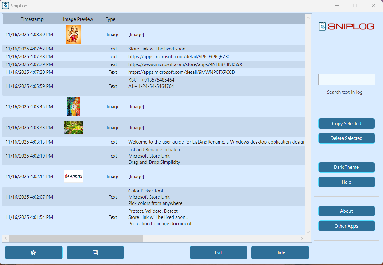 SnipLog – Smart Clipboard Companion for Windows